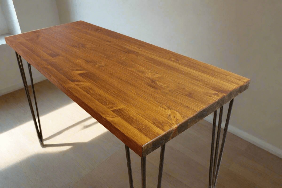 Rustic Industrial Office Desk | Solid Wood & Metal Work Table – Colour ...