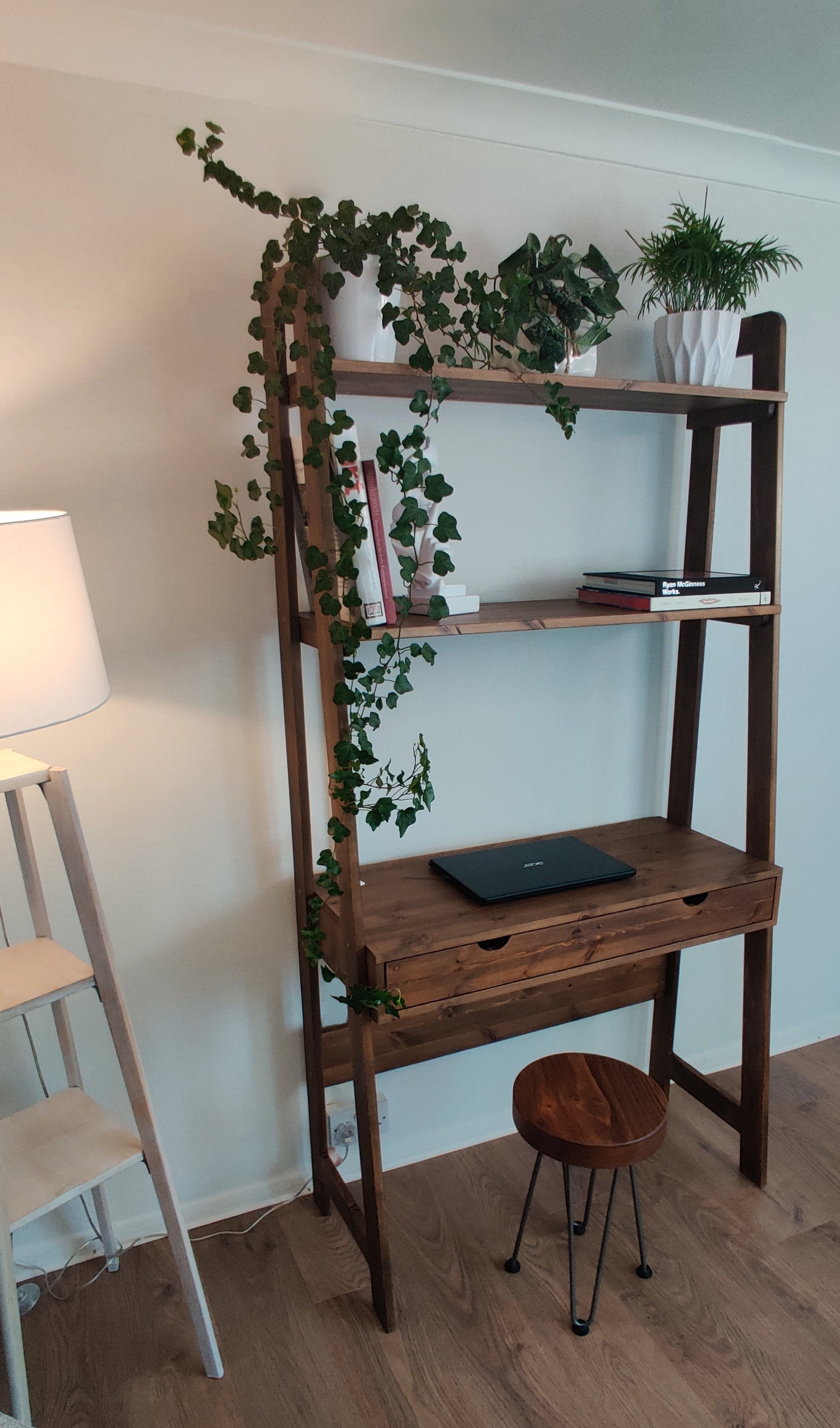 Ladder‑Style Modular Wooden Desk | Solid Wood Shelves & Drawer – Colour ...