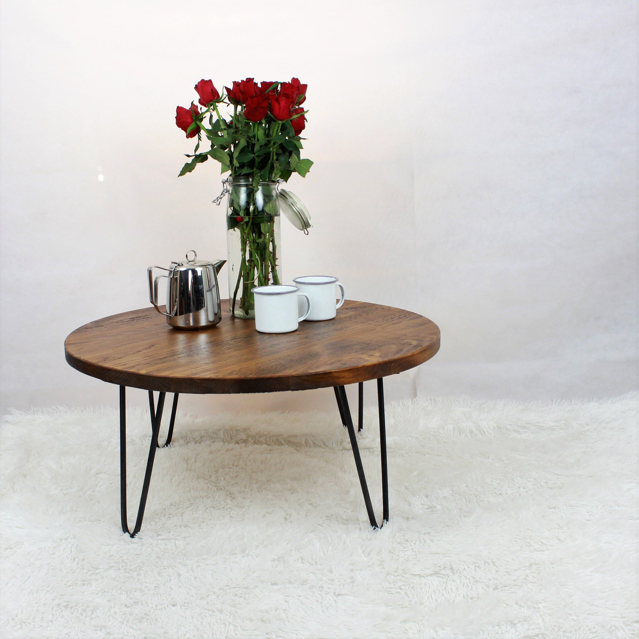 Low Round Wood Coffee Table, Rustic/ Industrial Round Table - COLOUR ...