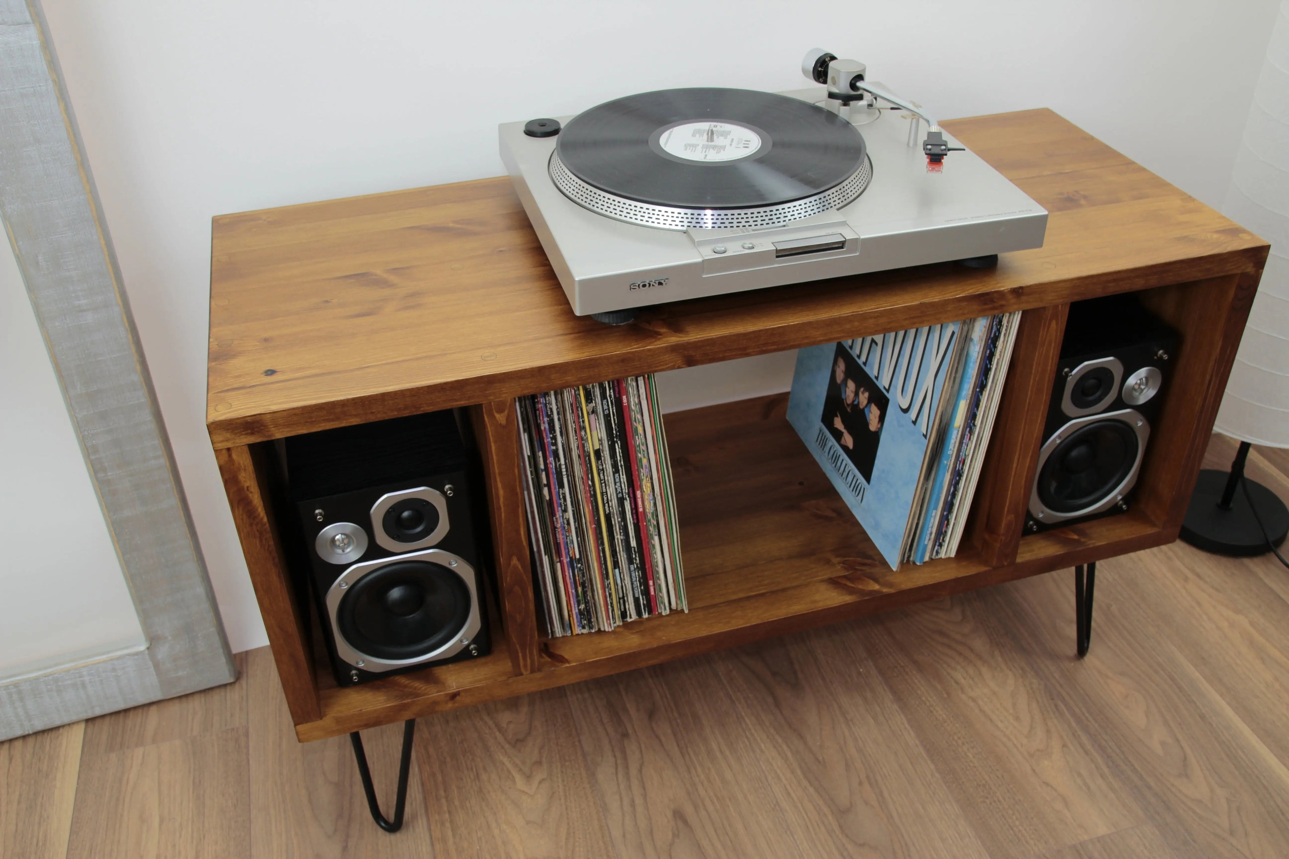Industrial Solid Wood Record Stand & Vinyl Storage Cabinet | TV & Musi ...